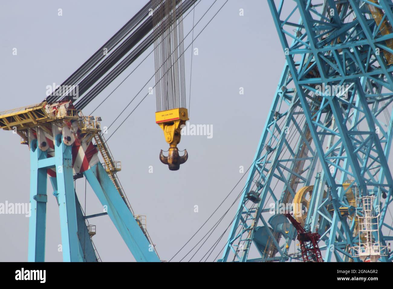 Cranes of SAIPEM 7000 Pipelay Crane Vessel in the Botlek harbor in the ...