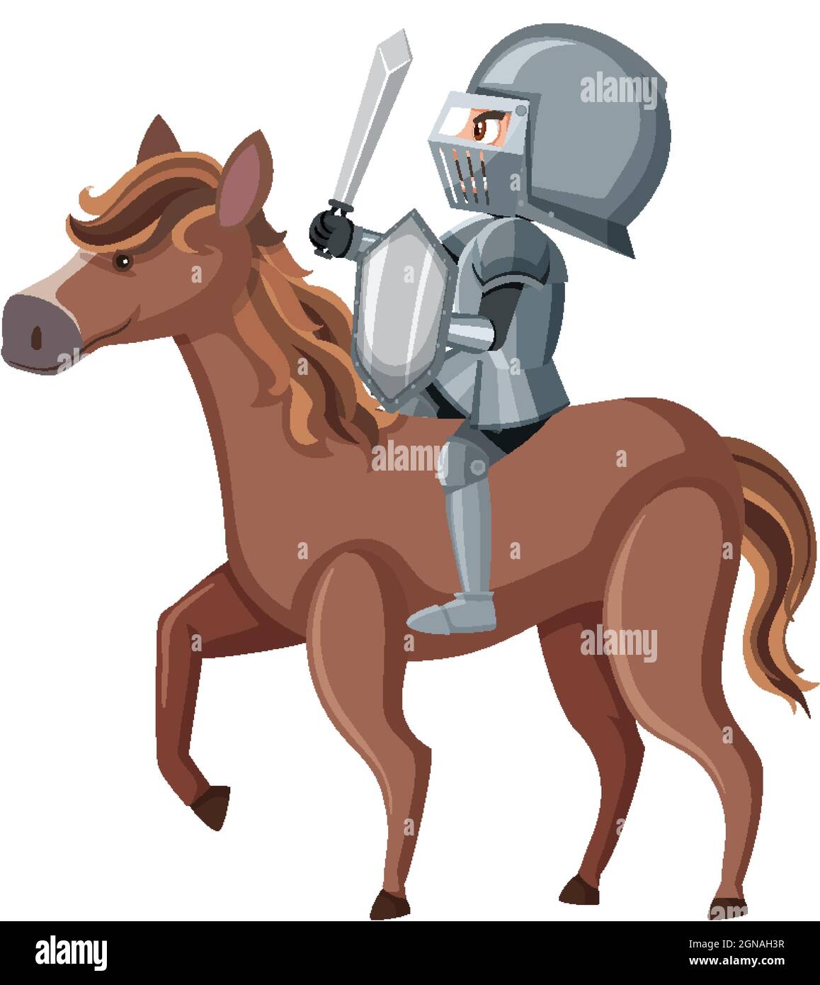 Knight riding horse cartoon character on white background illustration ...