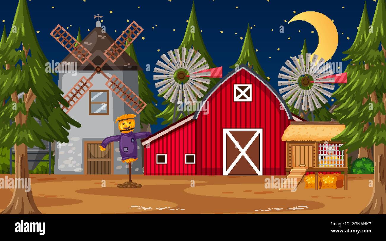 Hay bales and windmill Stock Vector Images - Alamy