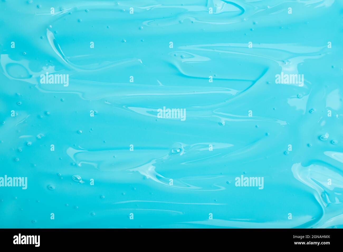 Cosmetic gel background. Blue transparent gel with texture and bubbles ...