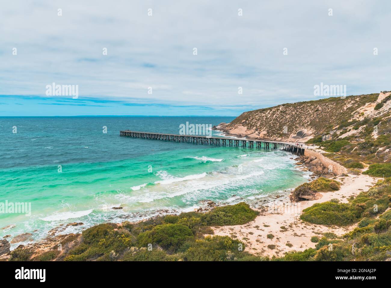 Stenhouse Bay Jetty viewed from the lookout at Inneston Park, Yorke ...