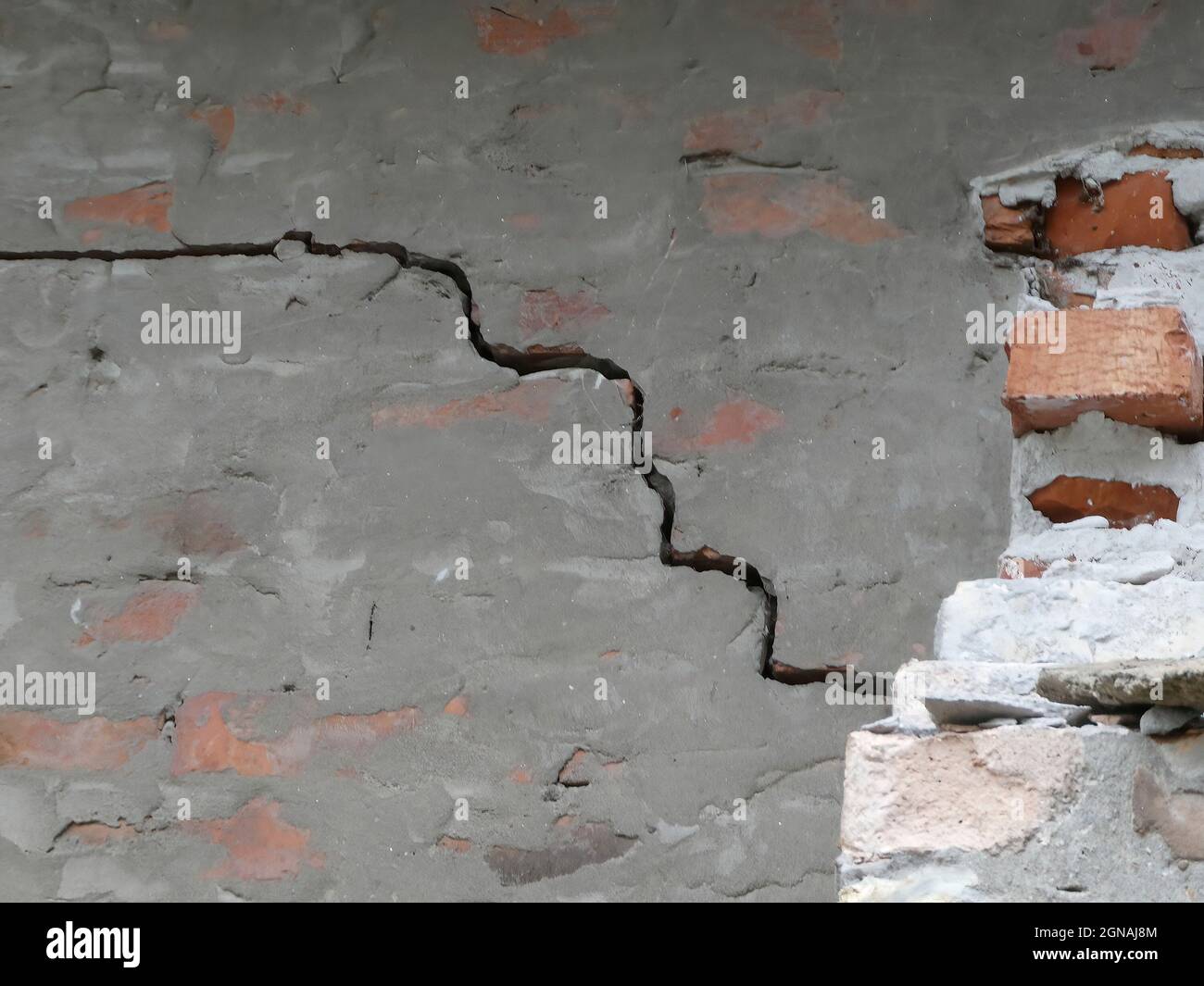 Closeup shot of an old damaged wall with a crack line Stock Photo - Alamy