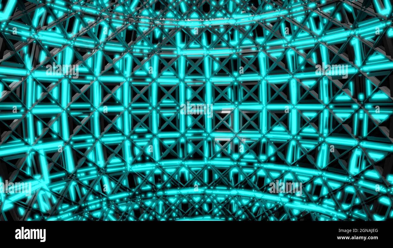 Digital illustration of a neon blue network of lines for wallpapers ...
