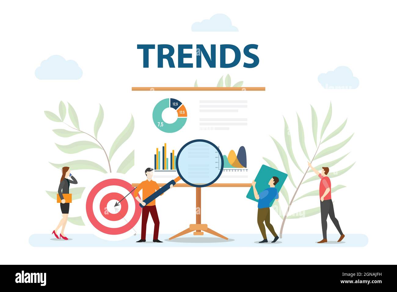 trends market forecasting people analyze data from graph and chart with ...