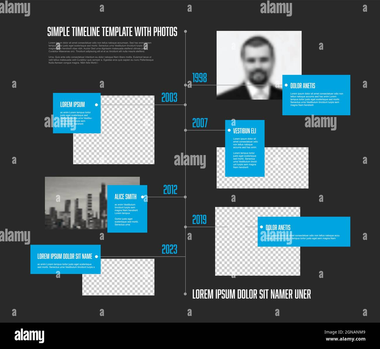 Vector simple dark infographic vertical time line template with ...
