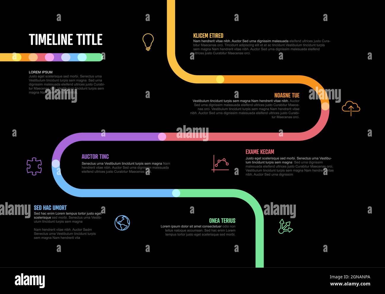 Vector black Infographic Company Milestones curved Timeline Template ...