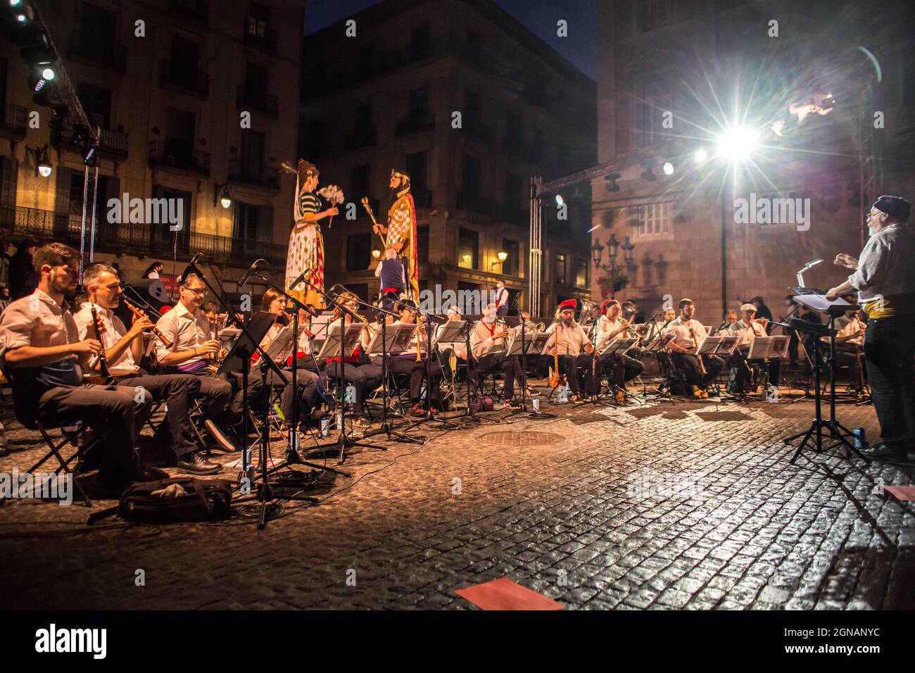 Barcelona, Catalonia, Spain. 23rd Sep, 2021. Musicians are seen playing ...