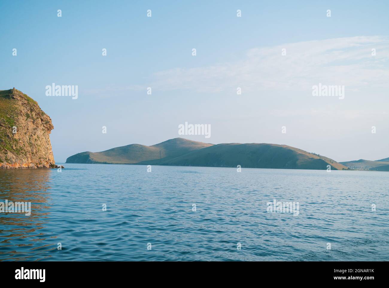 Cliffs on Olkhon Island. Lake Baikal is a rift lake located in southern ...