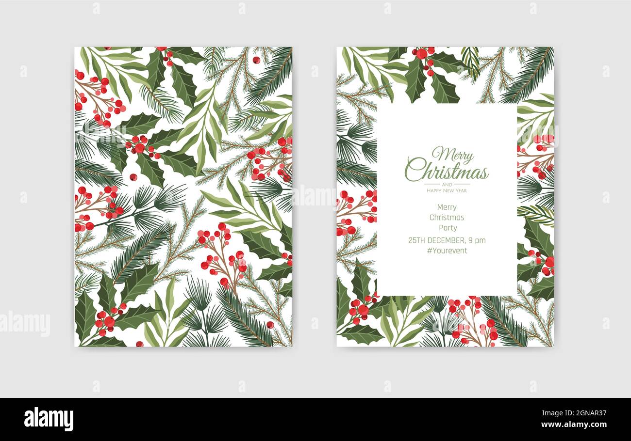 Vector Christmas Cards Set. Holiday Party Card Templates Design Stock ...