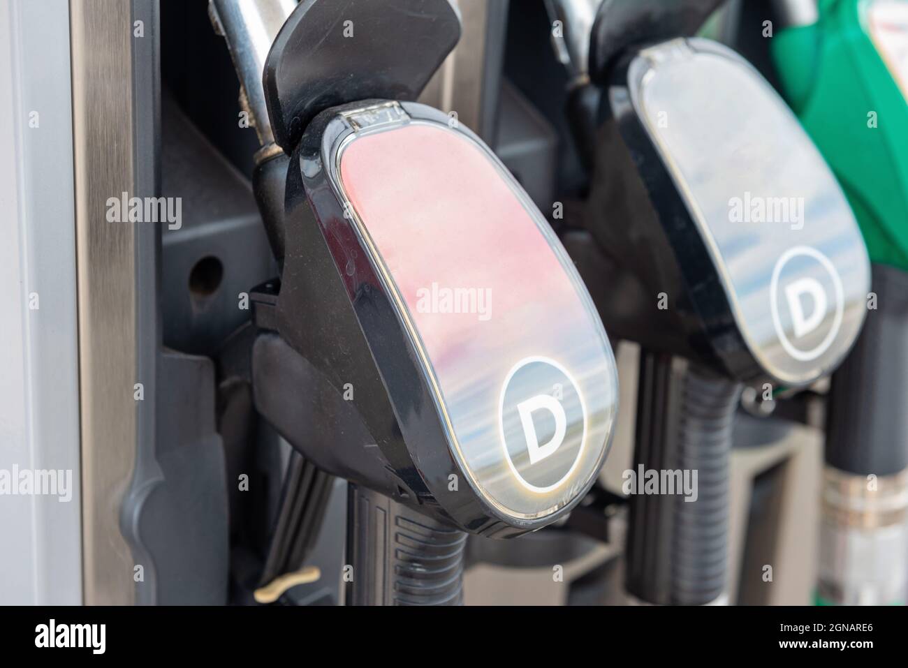 Fuel pumps on a petrol station in Europe Stock Photo - Alamy