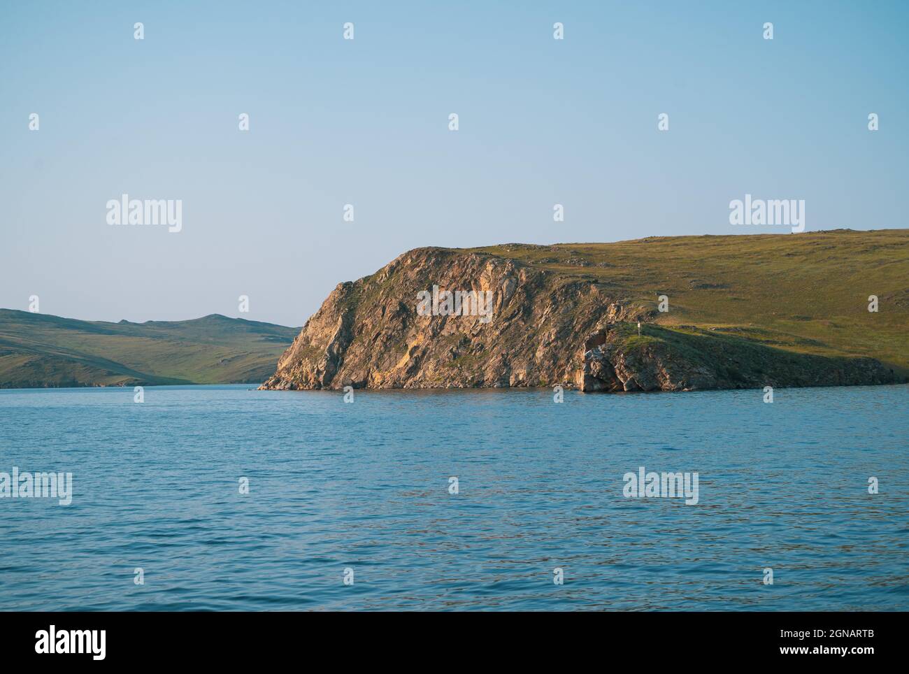 Cliffs on Olkhon Island. Lake Baikal is a rift lake located in southern ...