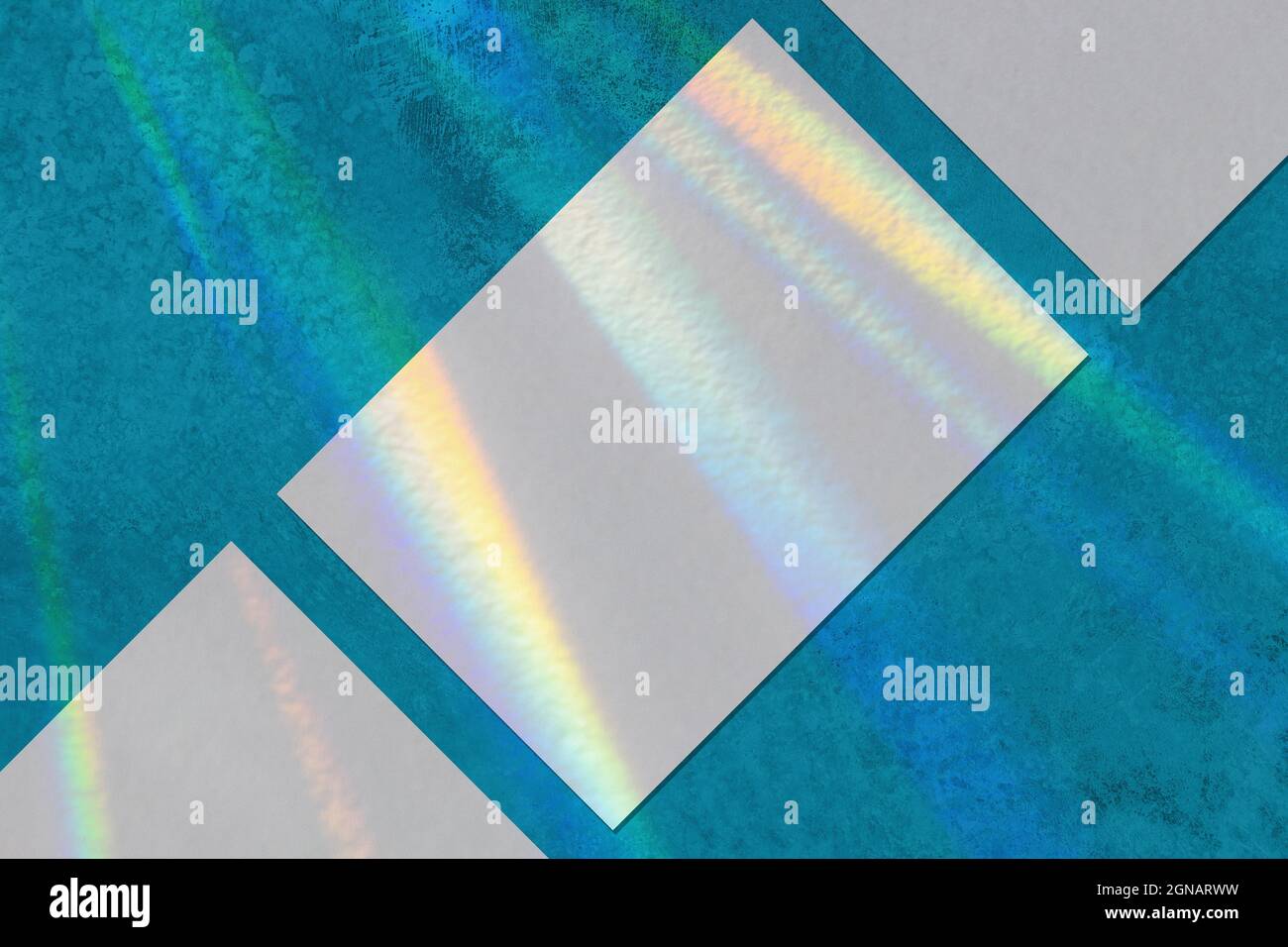 Three empty horizontal rectangle poster mockup on blue background Stock ...