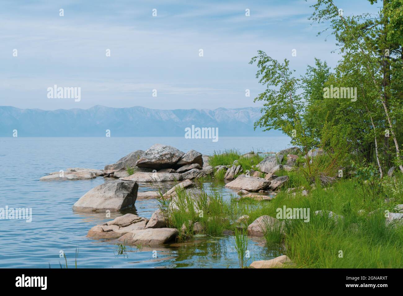 Picturesque view of Lake Baikal in southern Siberia, Russia. Baikal ...