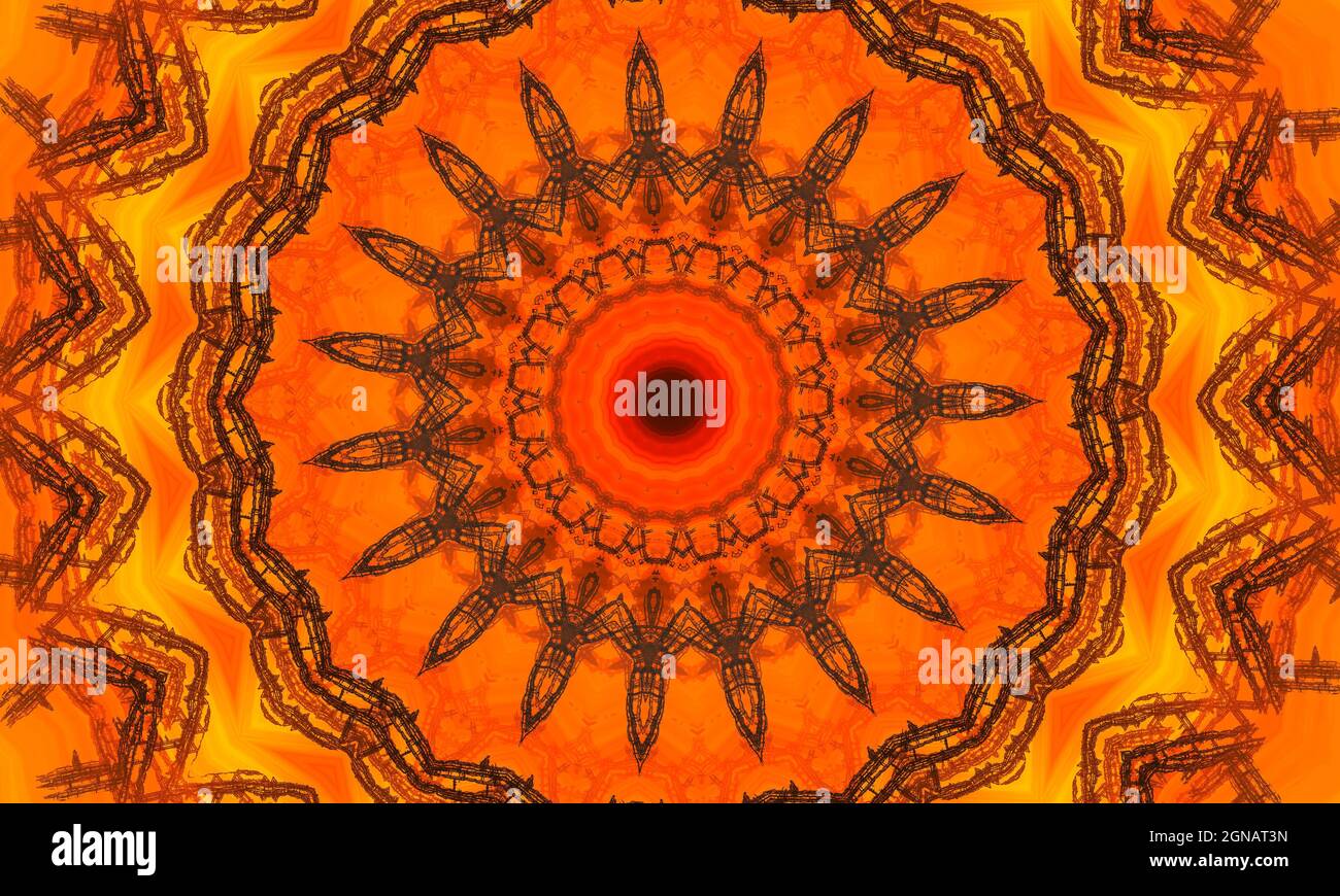 Architectural orange blueprint background. Orange kaleidoscope, modern ...