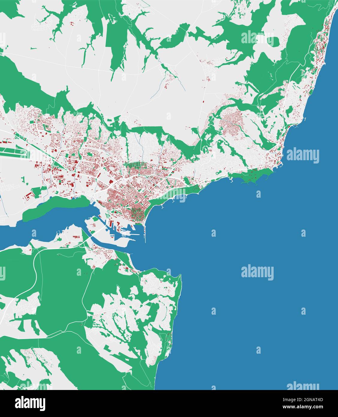 Varna map. Detailed map of Varna city administrative area. Cityscape panorama. Royalty free ...