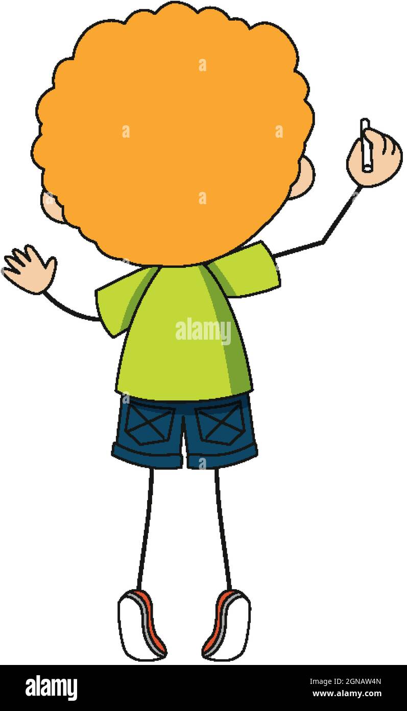 Back view of a boy cartoon character isolated illustration Stock Vector ...
