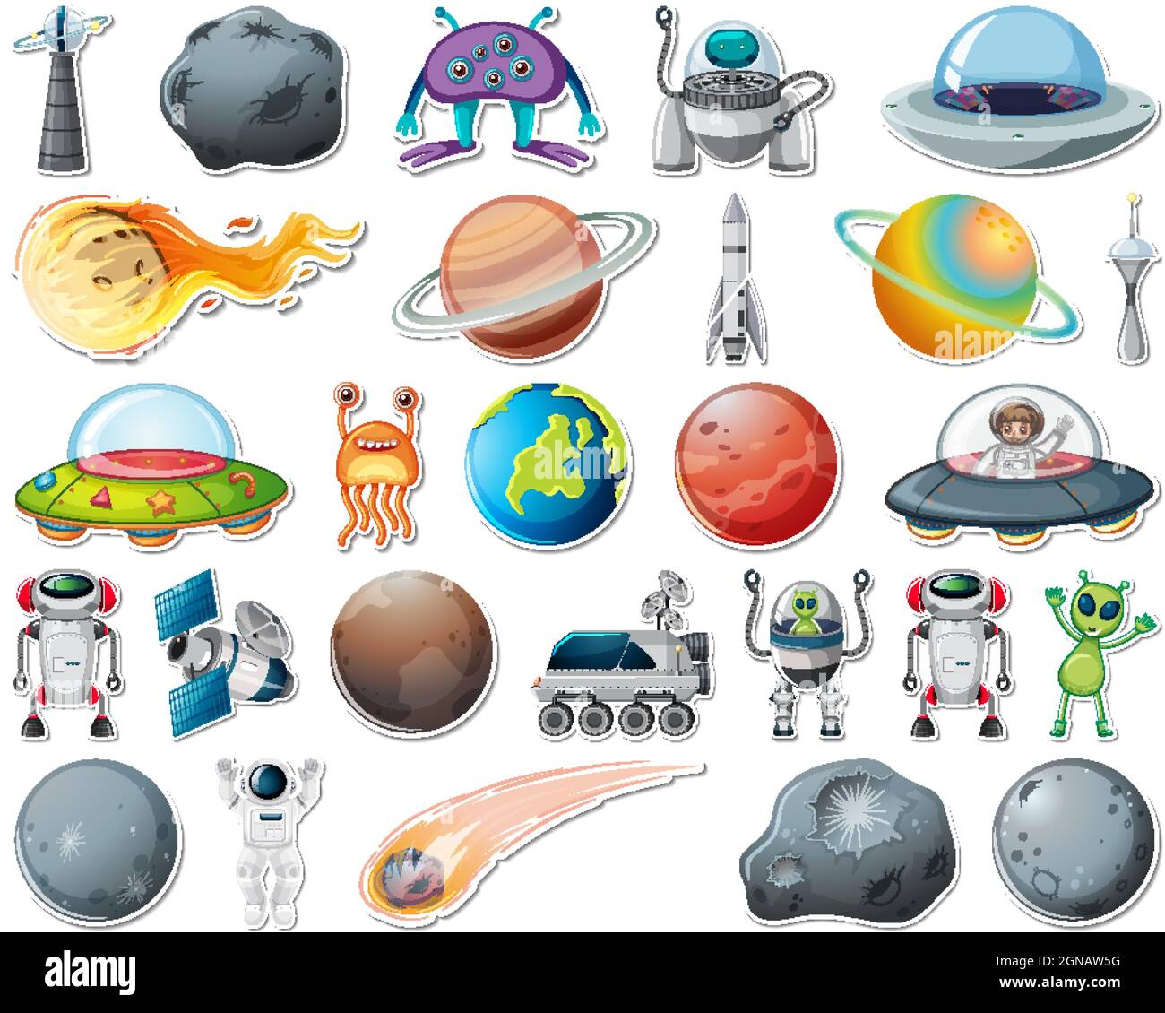 Set of stickers with Solar system objects isolated illustration Stock ...