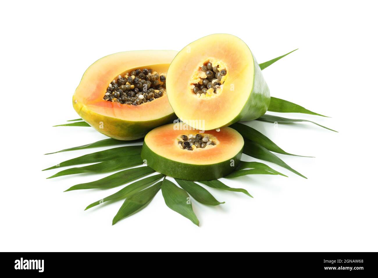 Fresh ripe papaya isolated on white background Stock Photo - Alamy