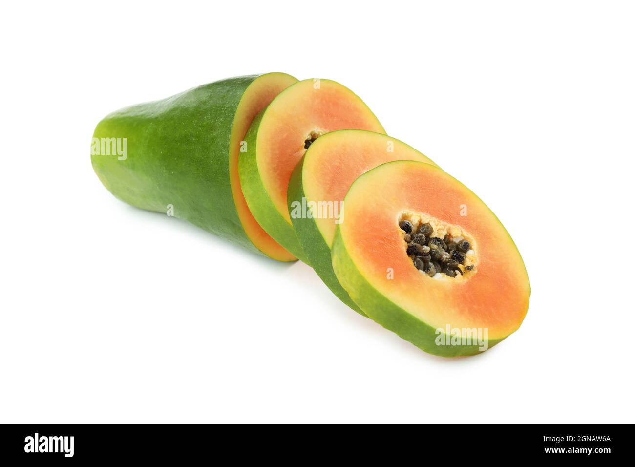 Fresh ripe papaya isolated on white background Stock Photo - Alamy