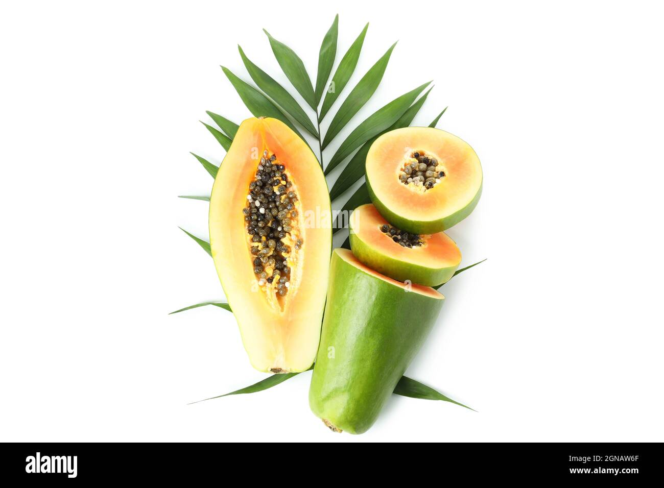 Fresh ripe papaya isolated on white background Stock Photo - Alamy