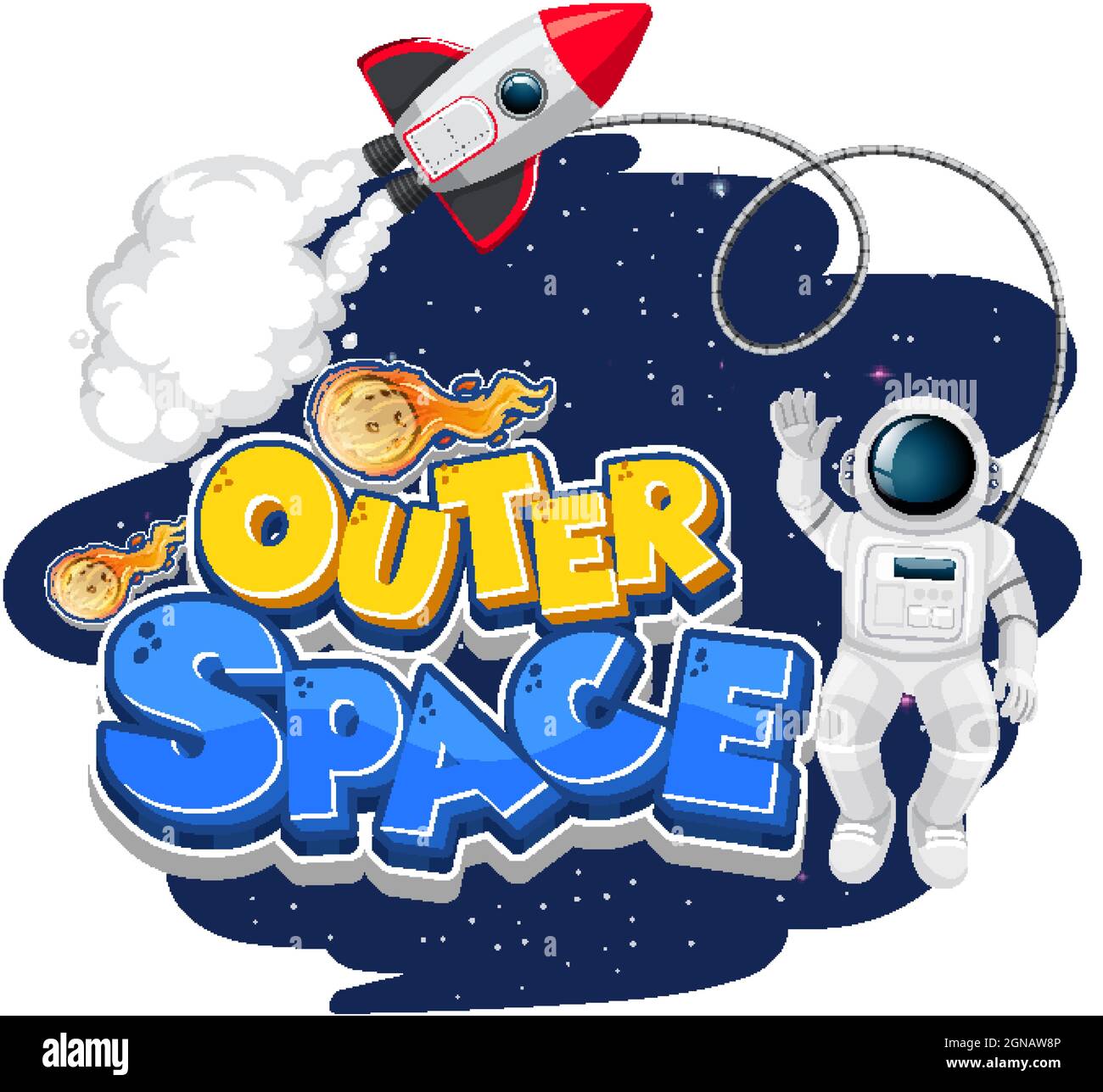 Outer Space logo with astronaut and spaceship illustration Stock Vector ...