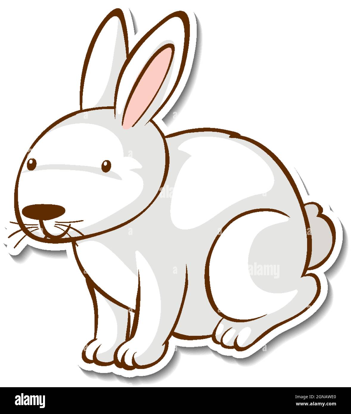 Sticker design with cute rabbit isolated illustration Stock Vector ...