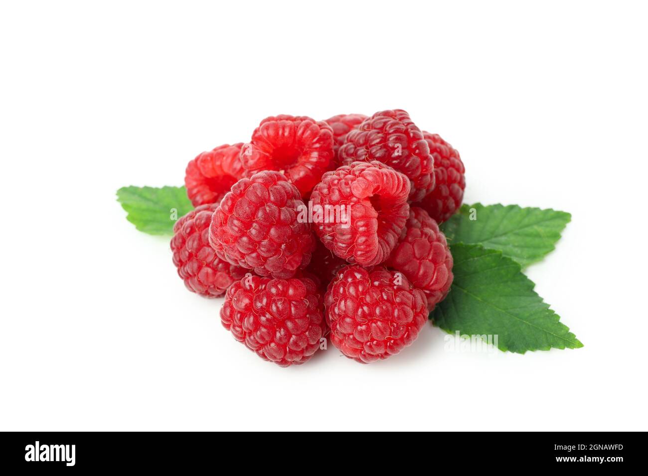 Red juicy raspberry, isolated on white background Stock Photo - Alamy