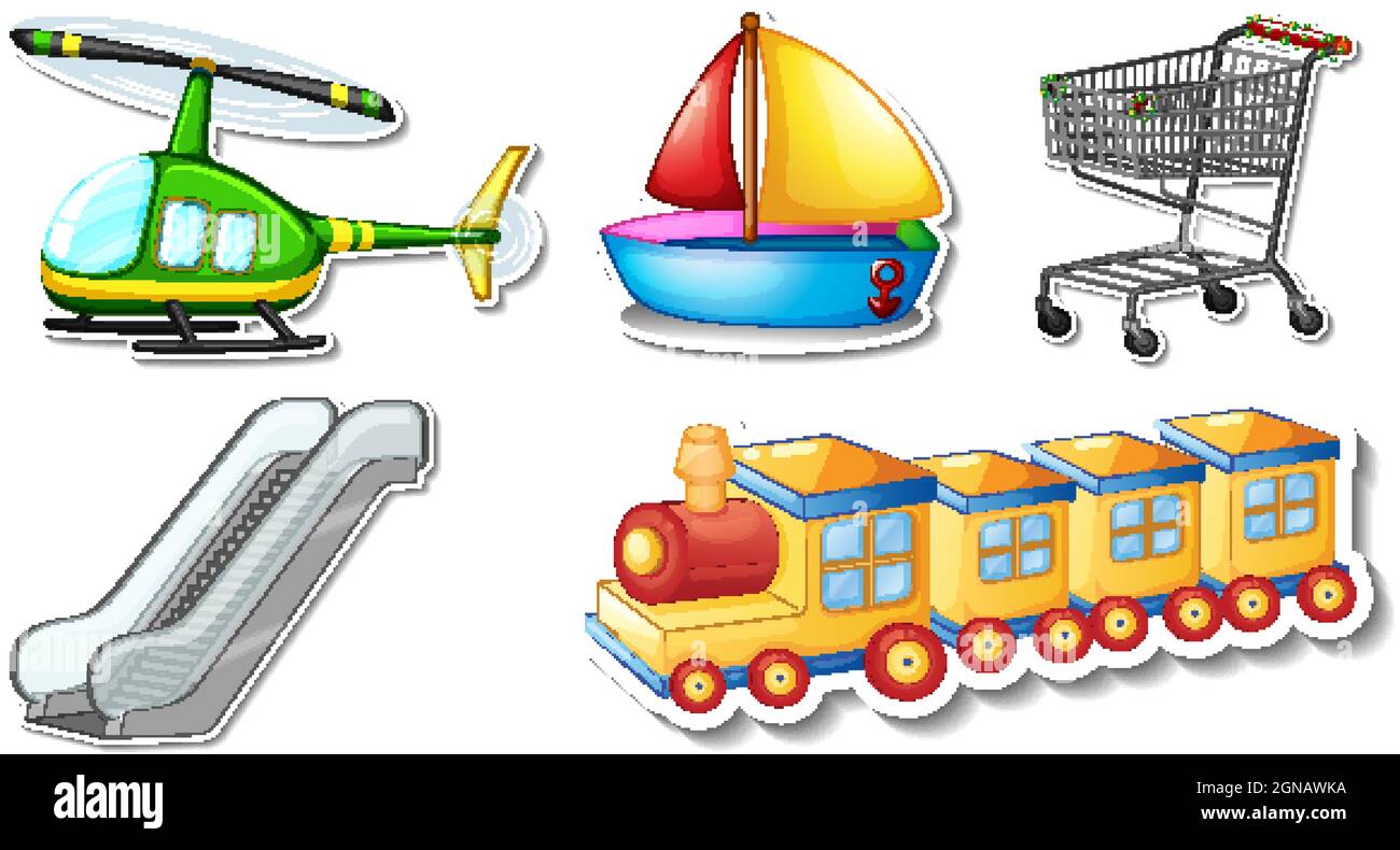 Random stickers with transportable vehicle objects illustration Stock ...