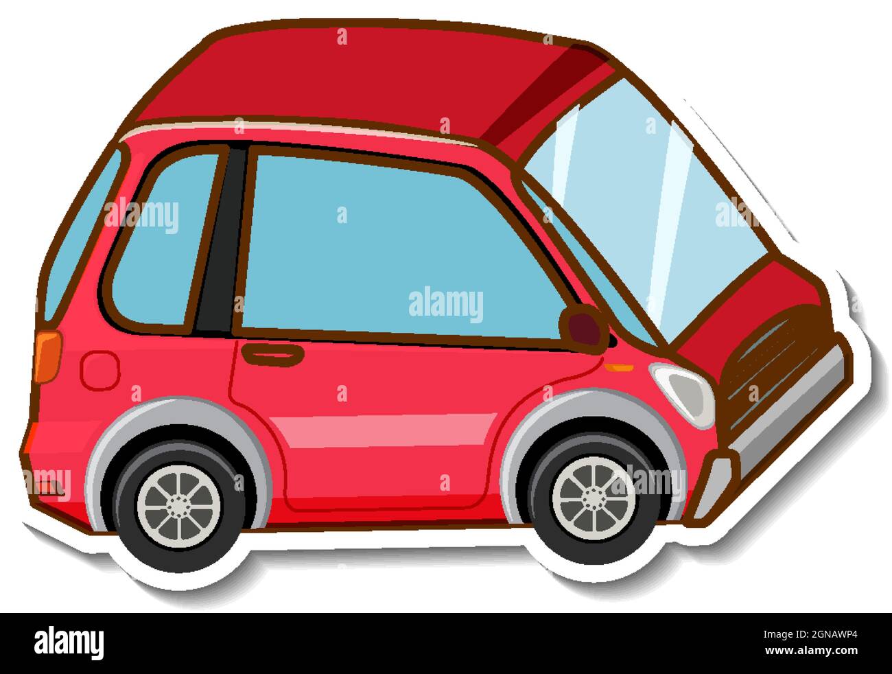 A sticker template with mini car in cartoon style isolated illustration ...
