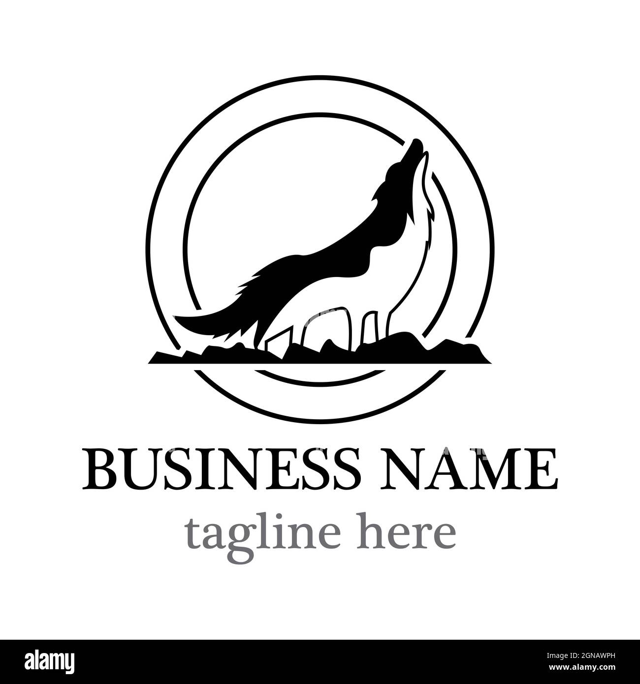 Wolf logo template vector icon design Stock Photo - Alamy