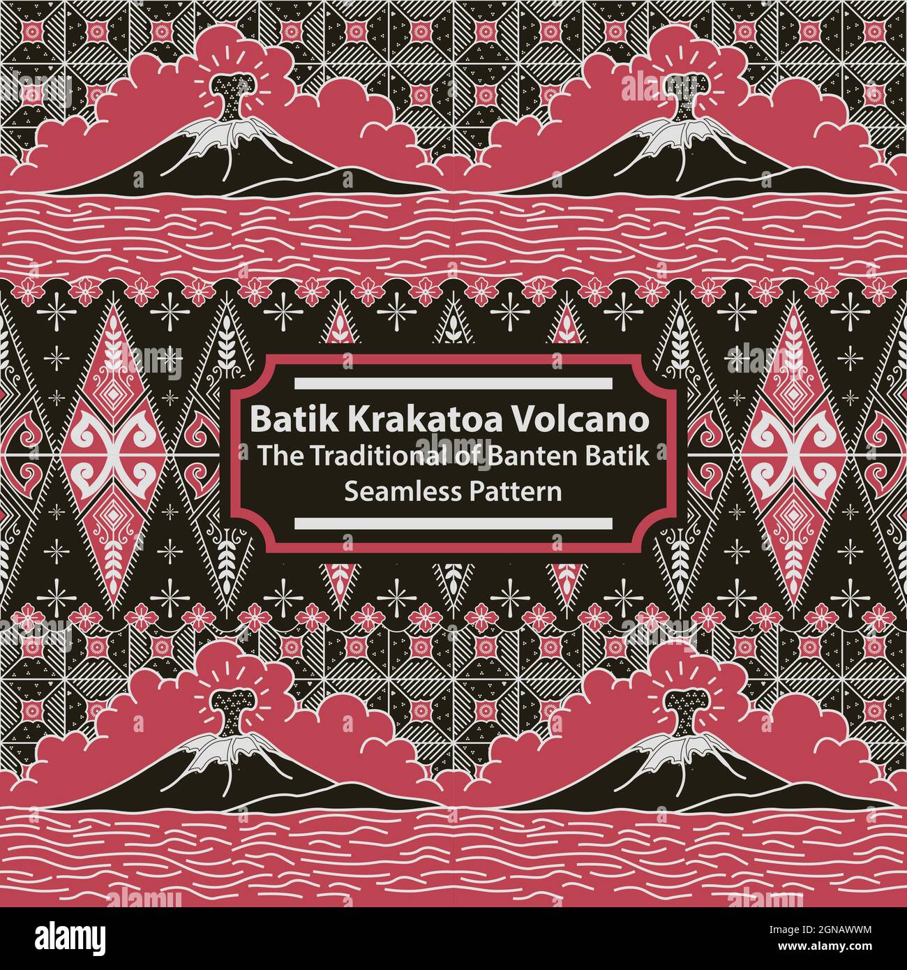 Batik Volcano Banten - The Traditional of Banten Batik Seamless Pattern ...