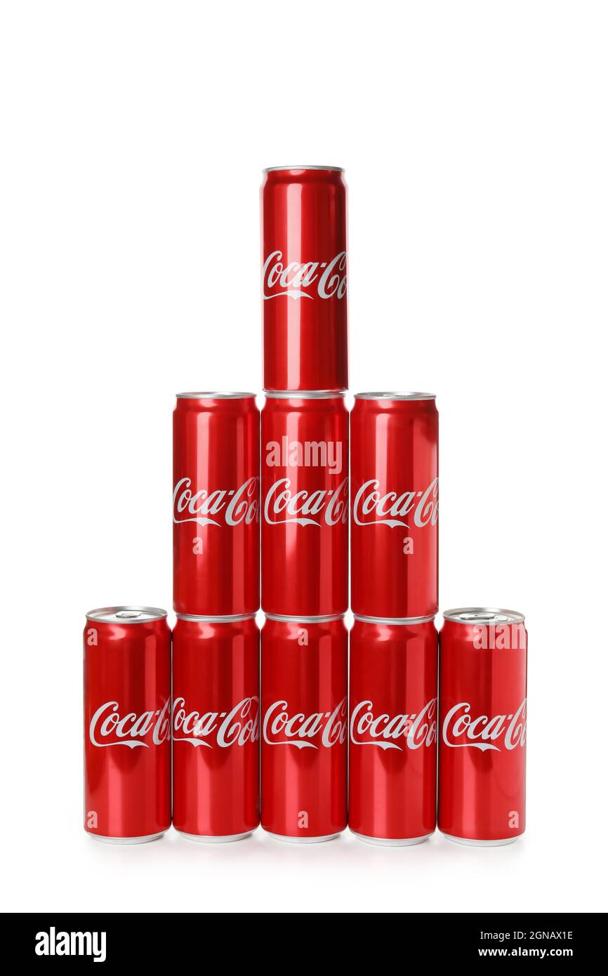 Odessa, Ukraine - September 23, 2021: Coca - cola cans isolated on ...