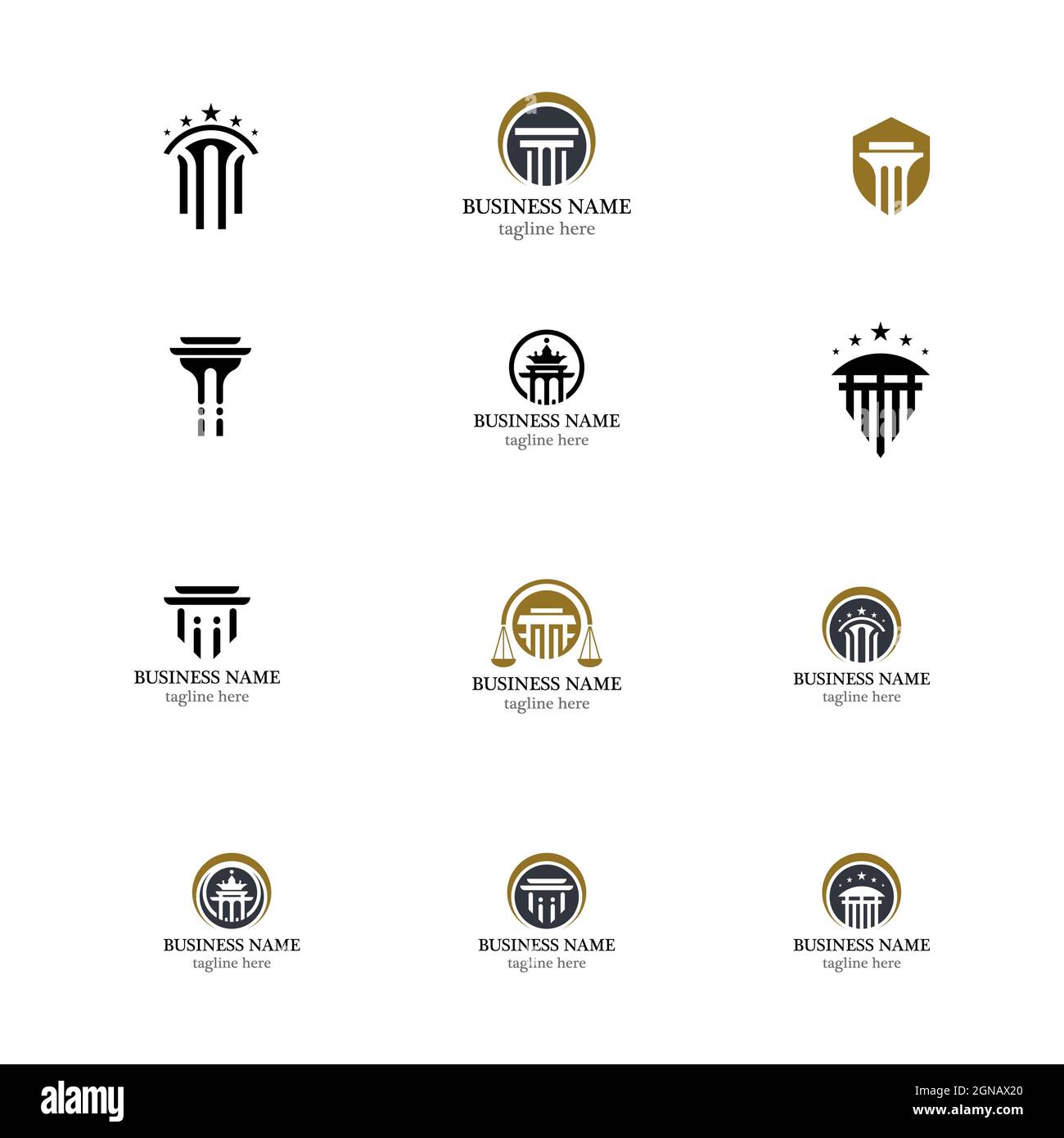 Law logo template vector icon pack design Stock Photo - Alamy