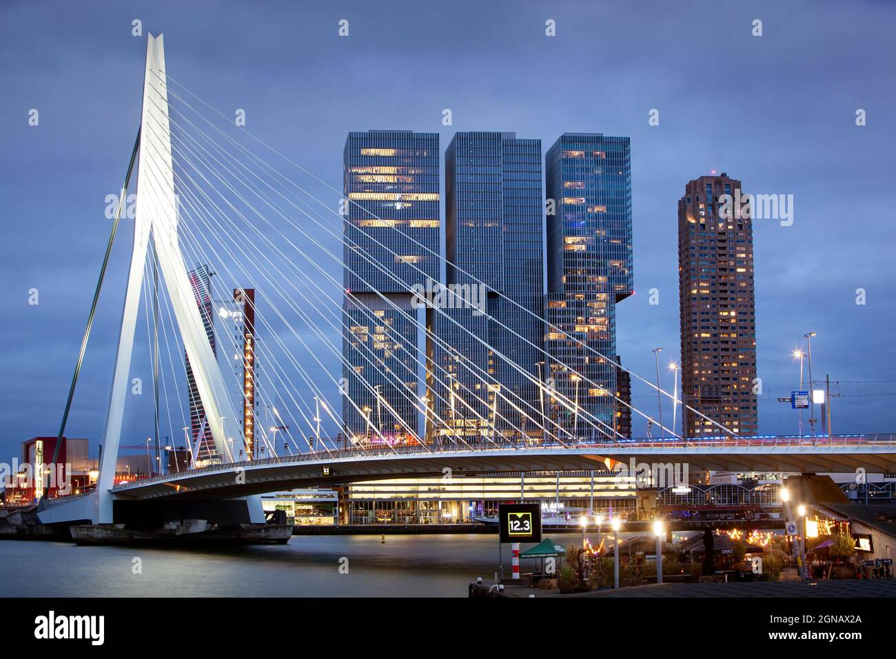 Rotterdam, Netherlands – September 15, 2021: Urban twilight view of the ...