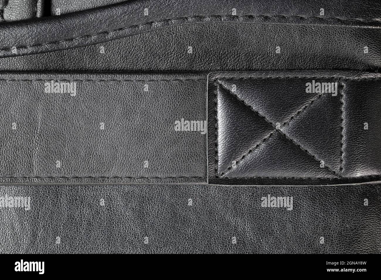 close up black leather texture with stitched or seam background Stock ...