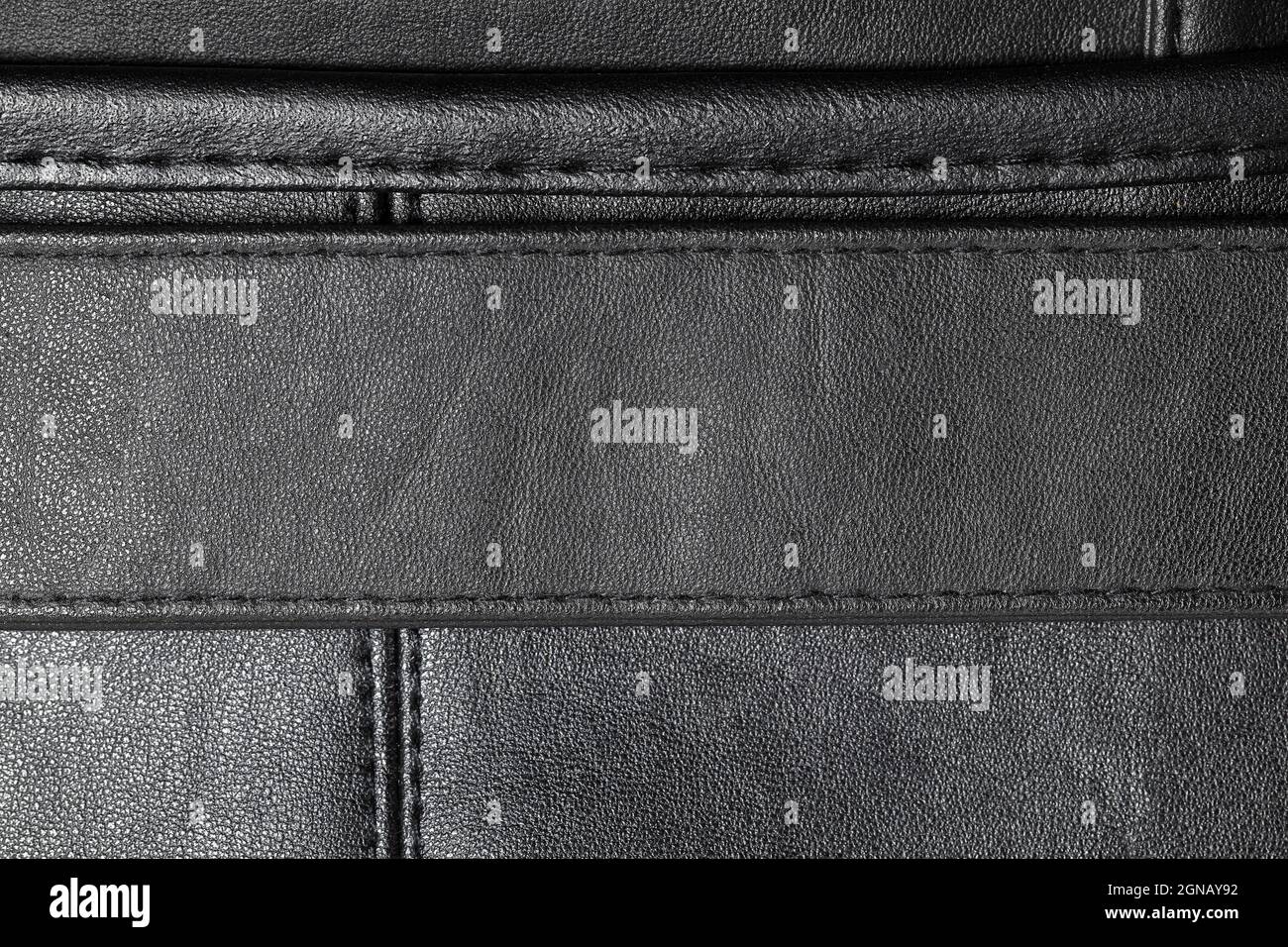 close up black leather texture with stitched or seam background Stock ...