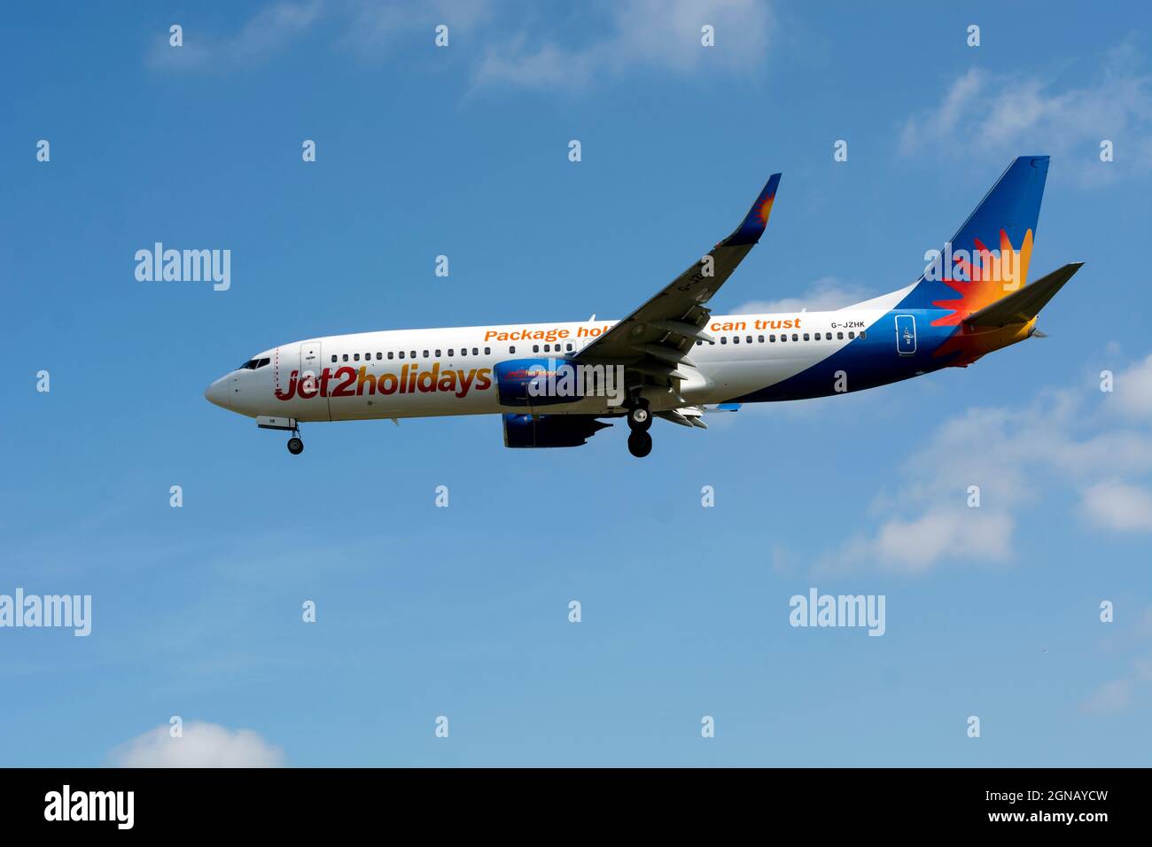 Jet2 Boeing 737-8MG approaching Birmingham Airport, UK (G-JZHK Stock ...