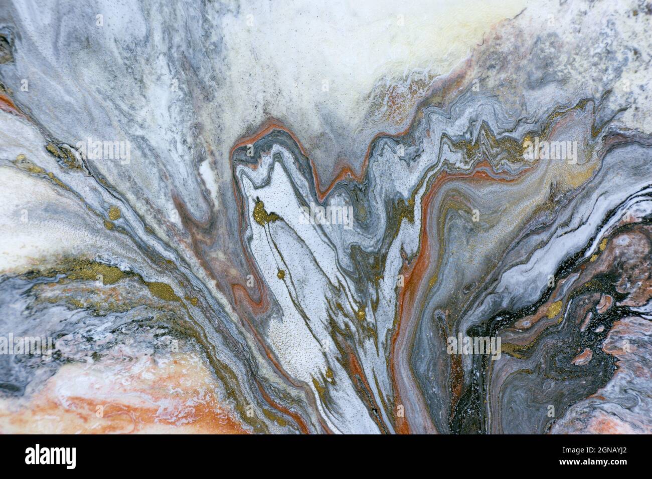 White, gray and black ripple pattern. Marble abstract texture with gold ...