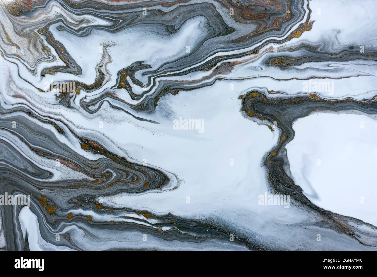 White, gray and black ripple pattern. Marble abstract texture with gold ...