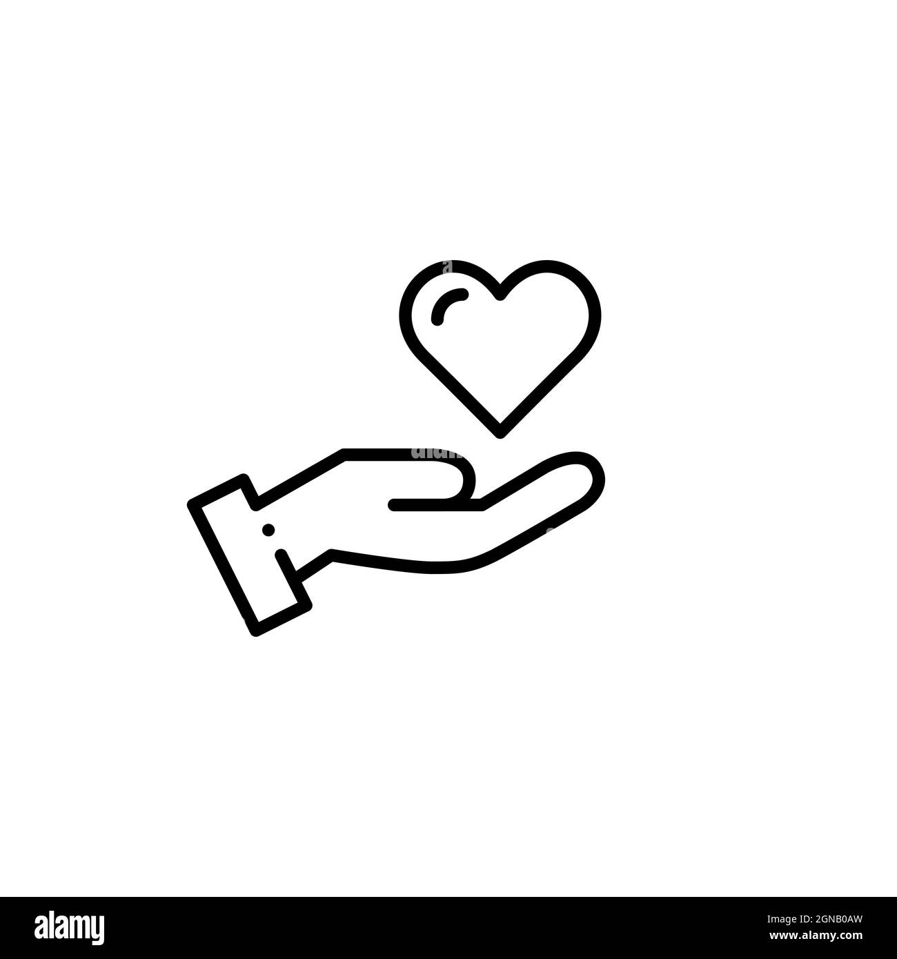 Vector hand and heart icon. Community support and care, charity and ...