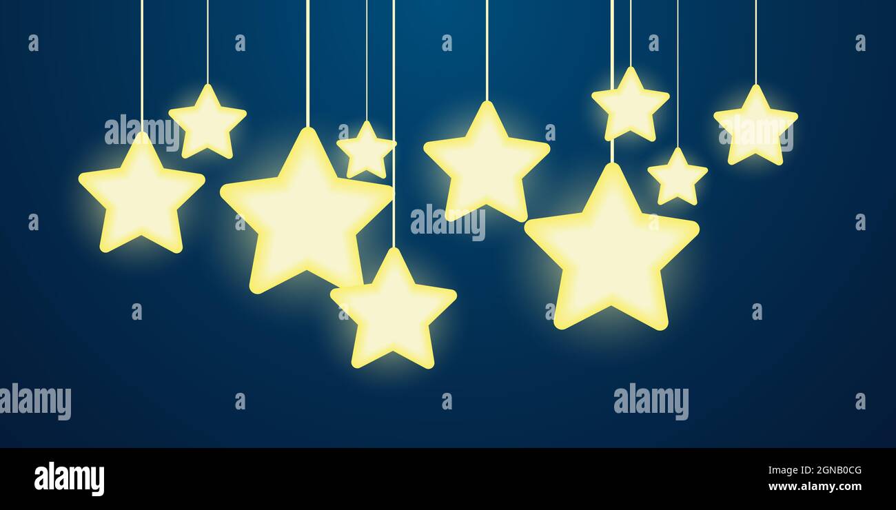 String lights and bright stars festive celebration illustration Stock ...