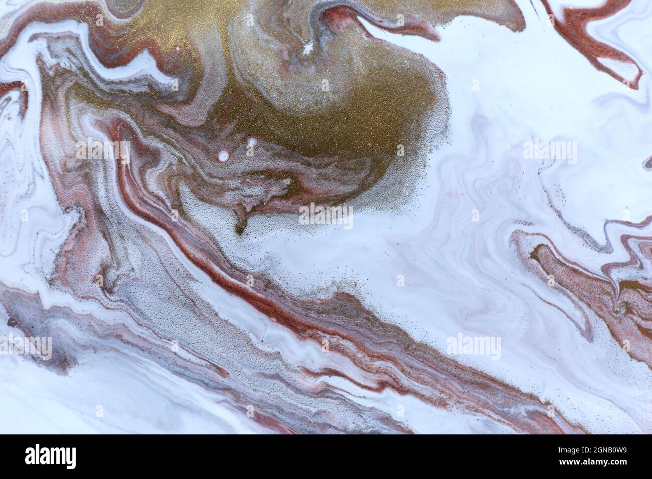 White, gold, copper and black ripple pattern. Marble abstract texture ...