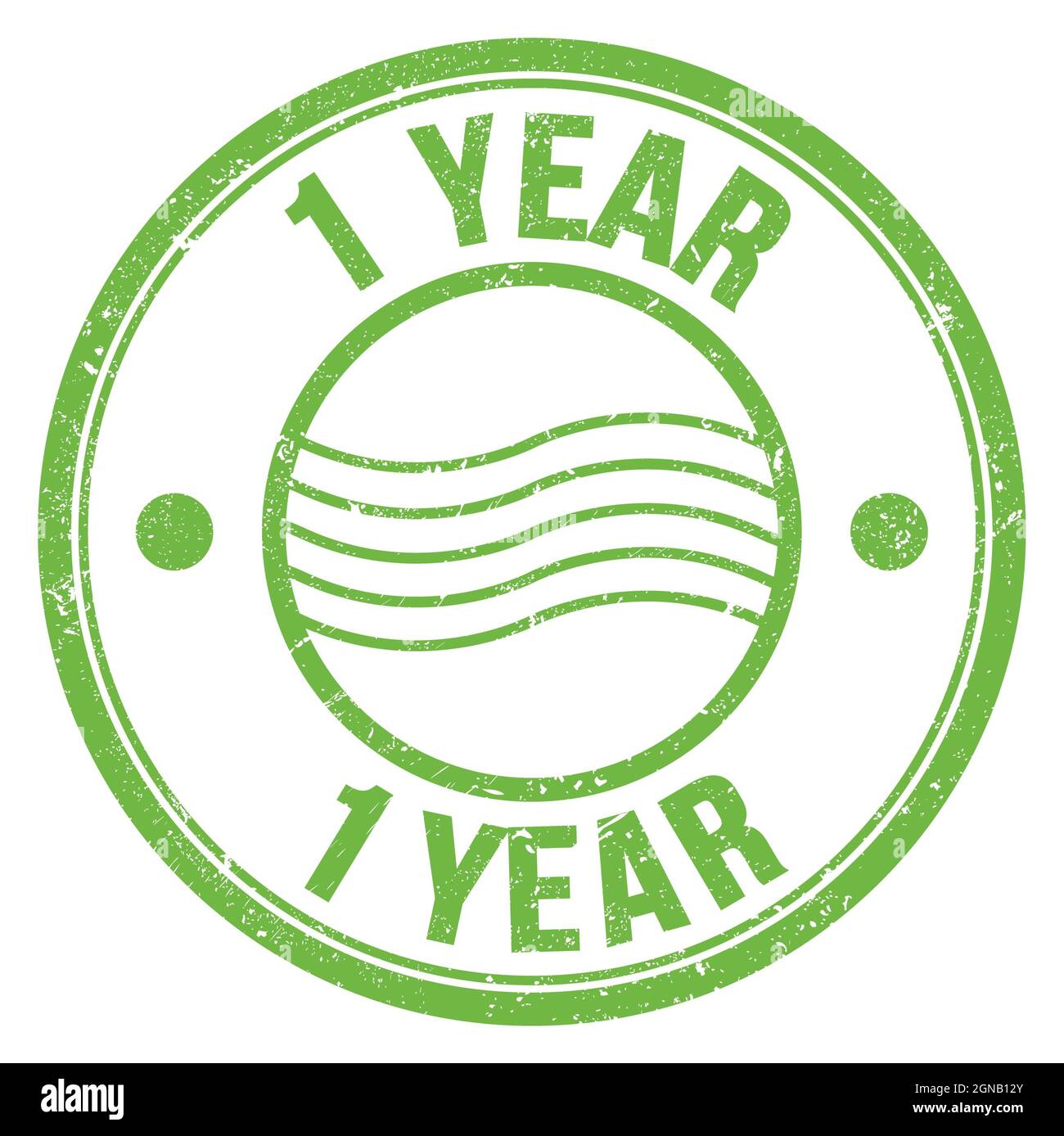 1 YEAR word written on green round postal stamp sign Stock Photo - Alamy