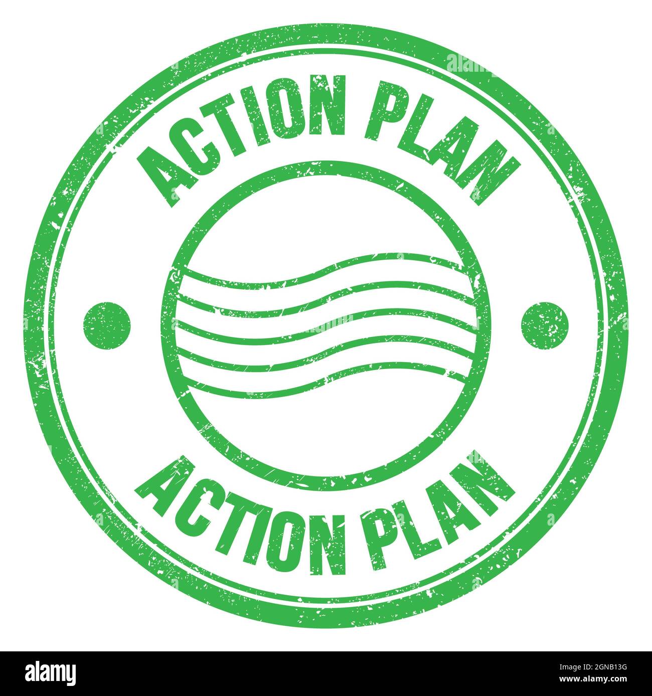 ACTION PLAN word written on green round postal stamp sign Stock Photo ...