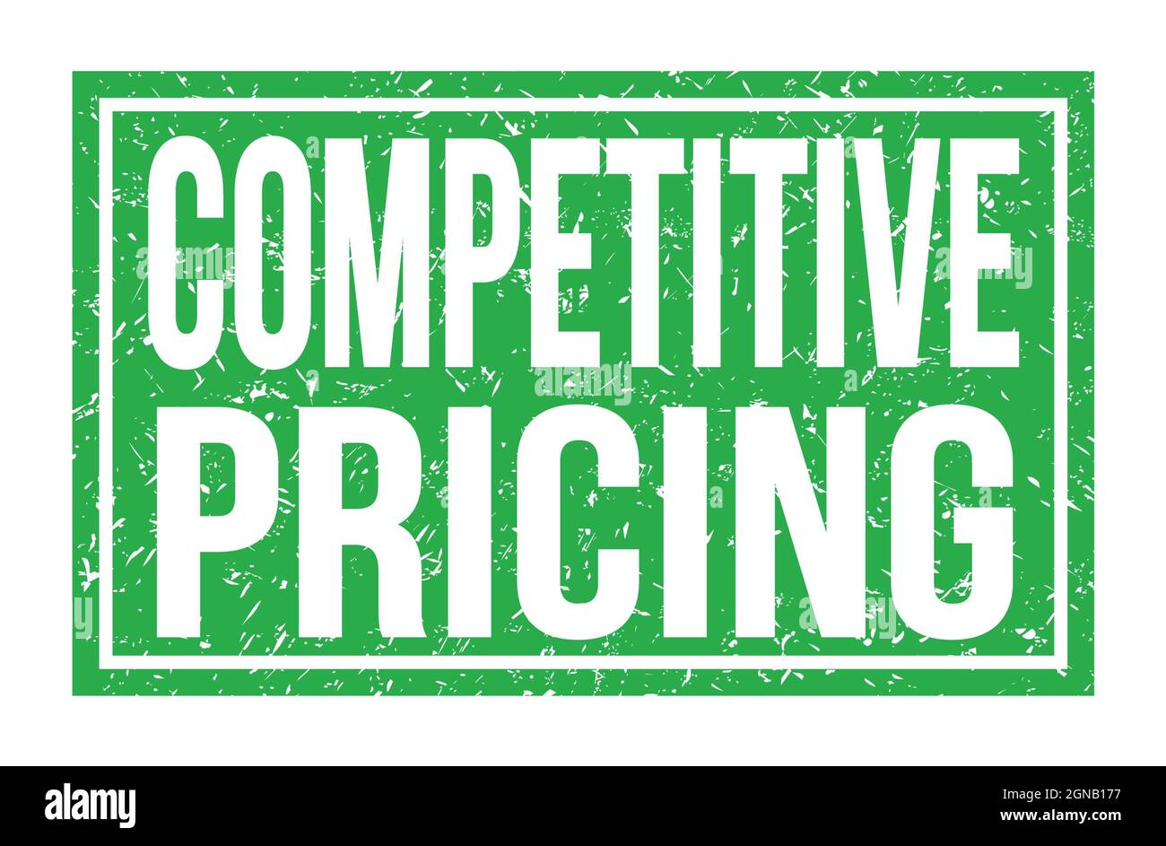 COMPETITIVE PRICING, words written on green rectangle stamp sign Stock ...