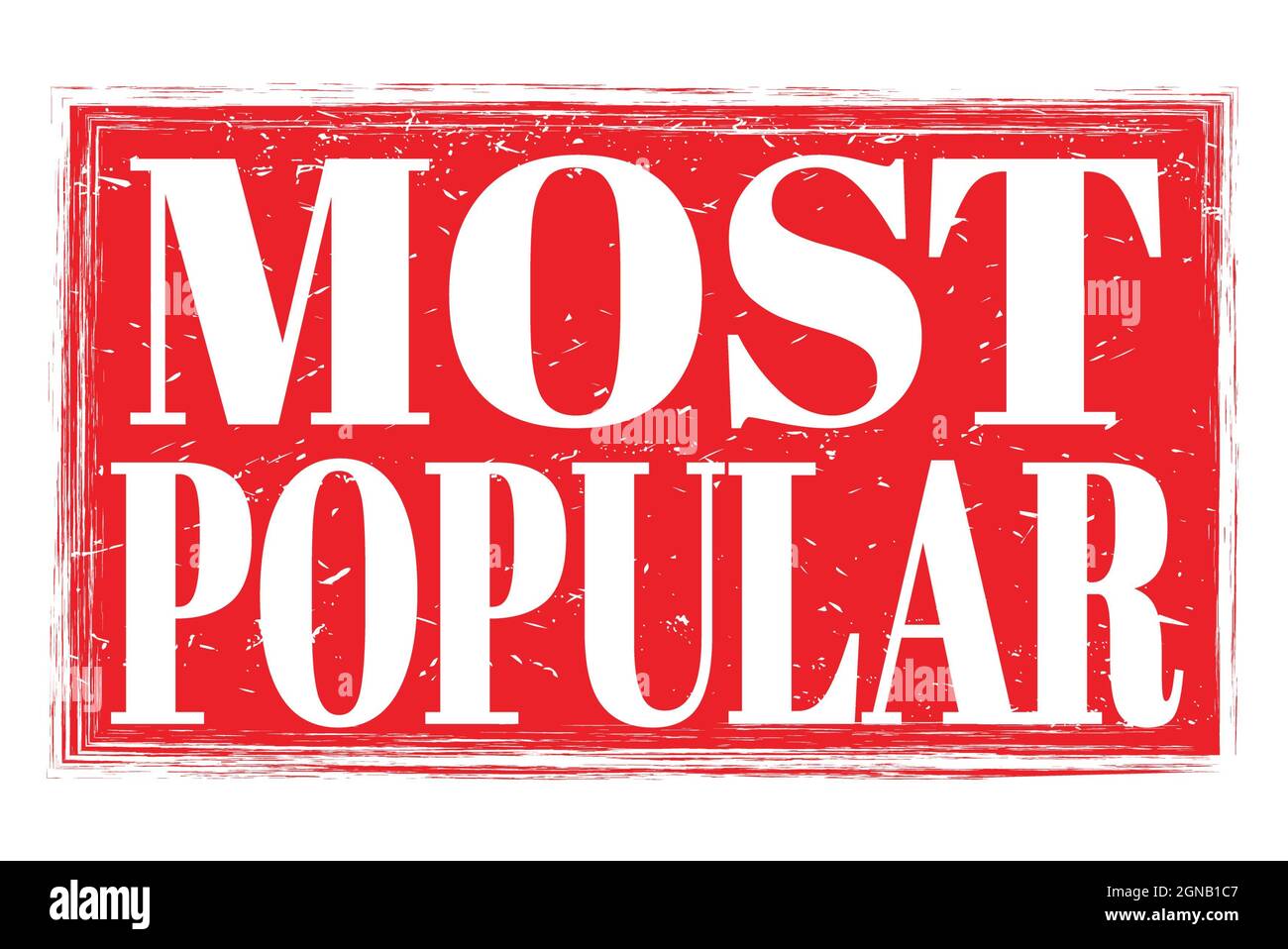 MOST POPULAR, words written on red grungy stamp sign Stock Photo - Alamy