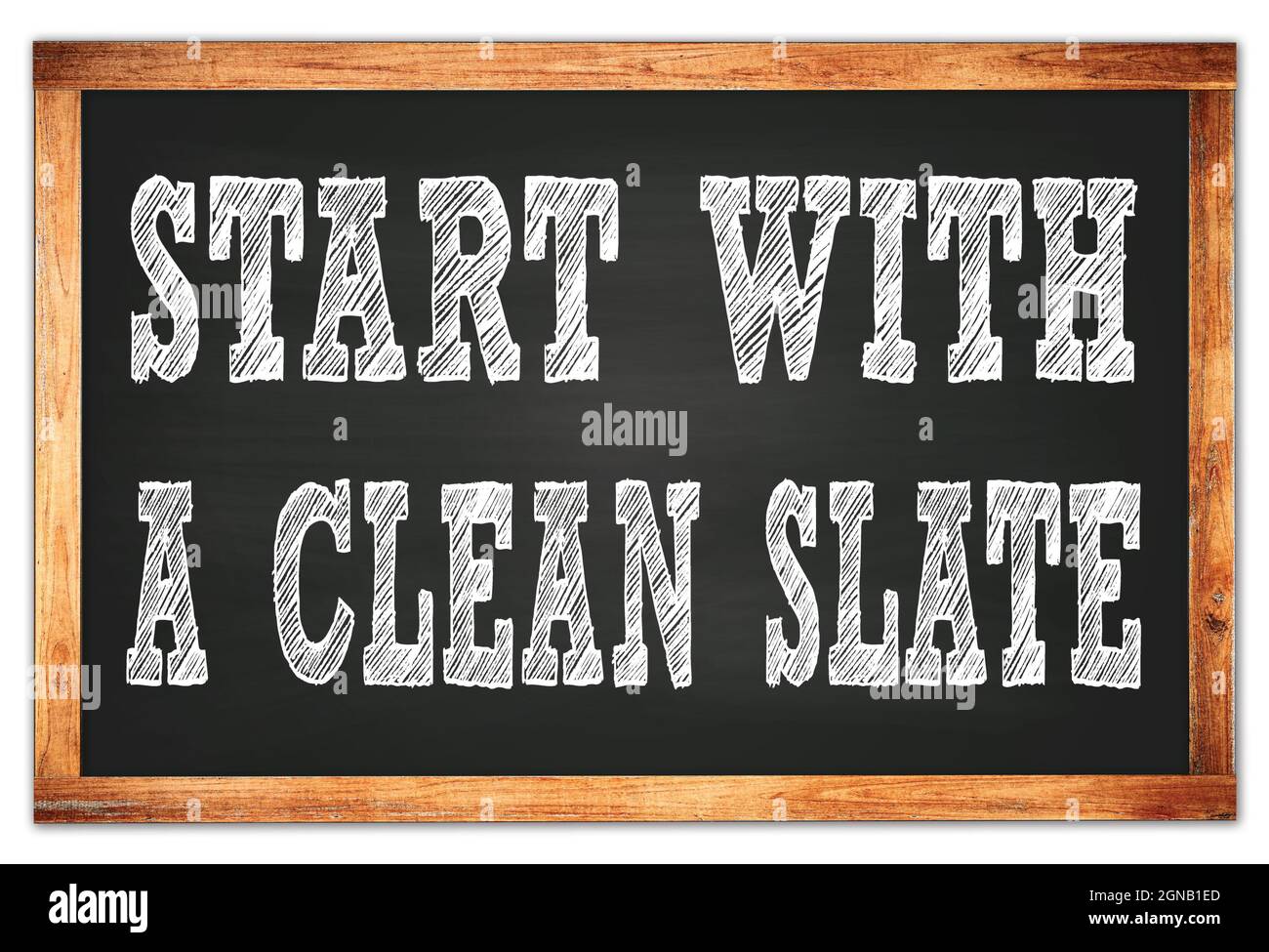START WITH A CLEAN SLATE written on black wooden frame school ...