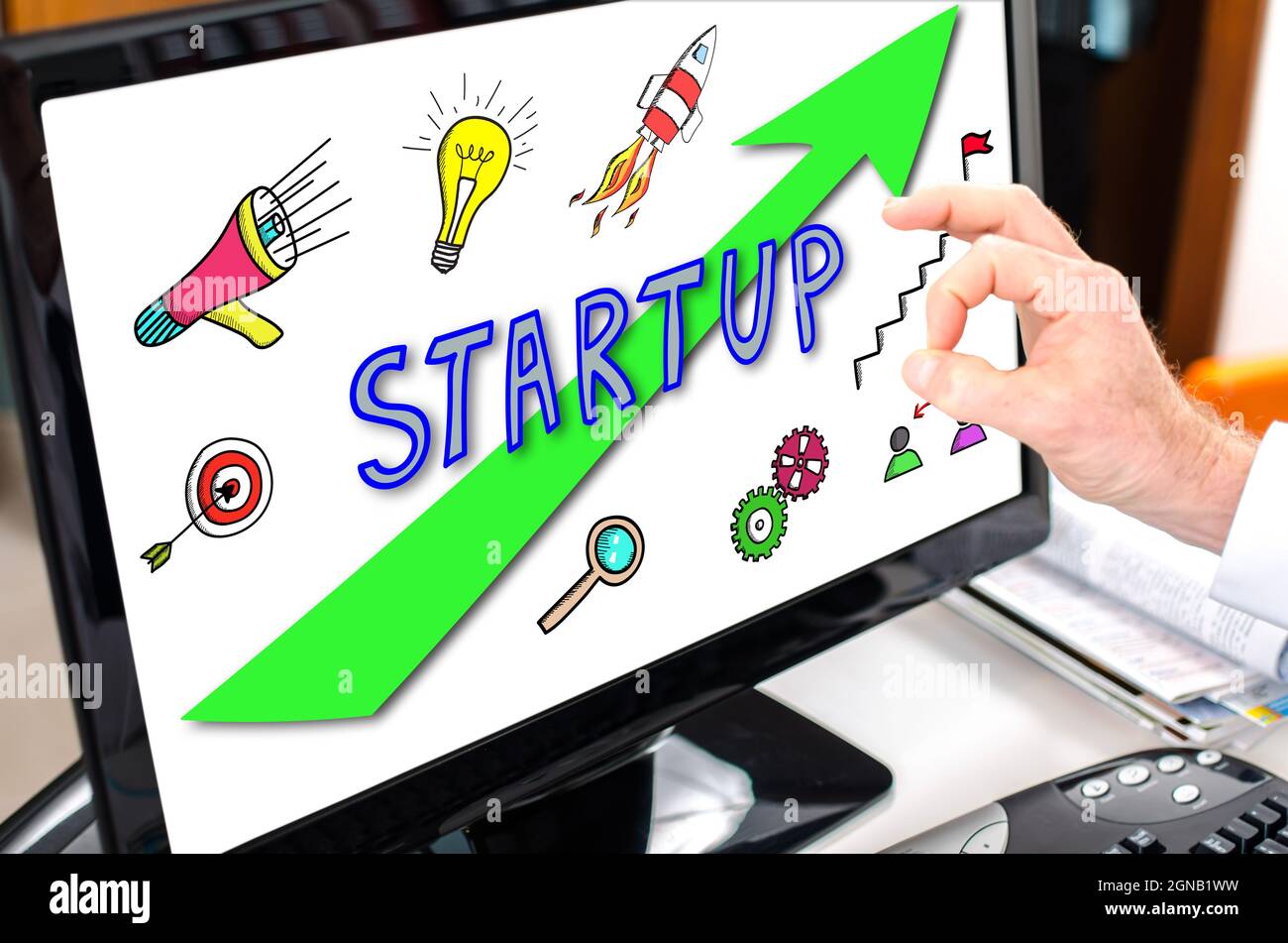 Startup concept shown on a computer screen Stock Photo - Alamy