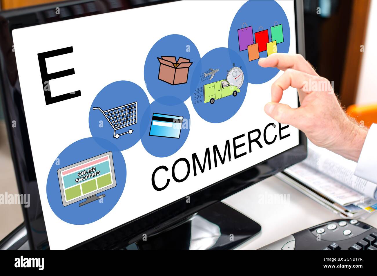 E-commerce concept shown on a computer screen Stock Photo - Alamy
