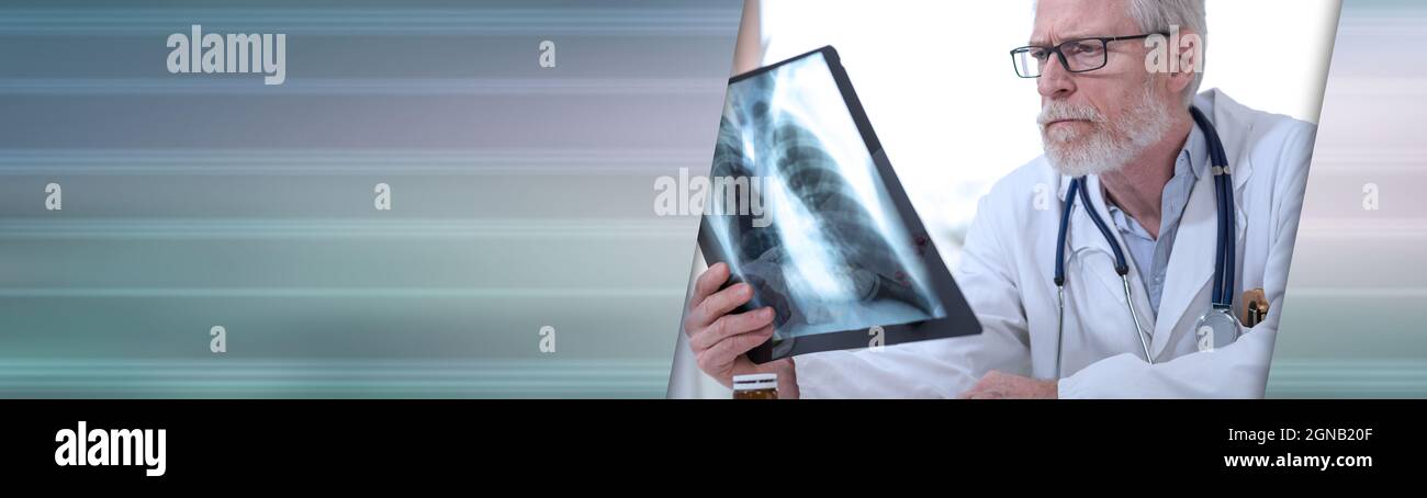 Doctor looking at x-ray report. panoramic banner Stock Photo - Alamy